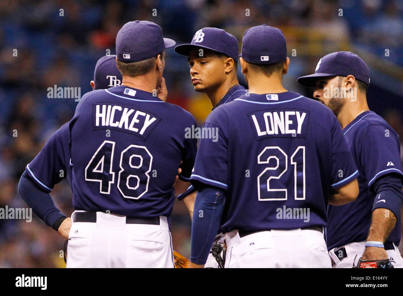 St. Petersberg, FL, USA. 23rd May, 2014. Tampa Bay Rays pitching coach ...
