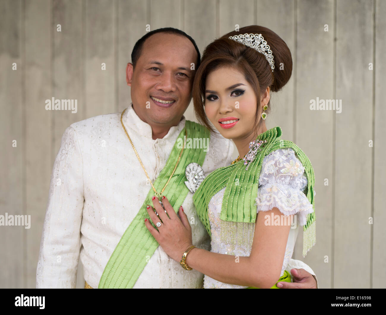 Cambodia tiara clothing costume couple marriage hi-res stock ...