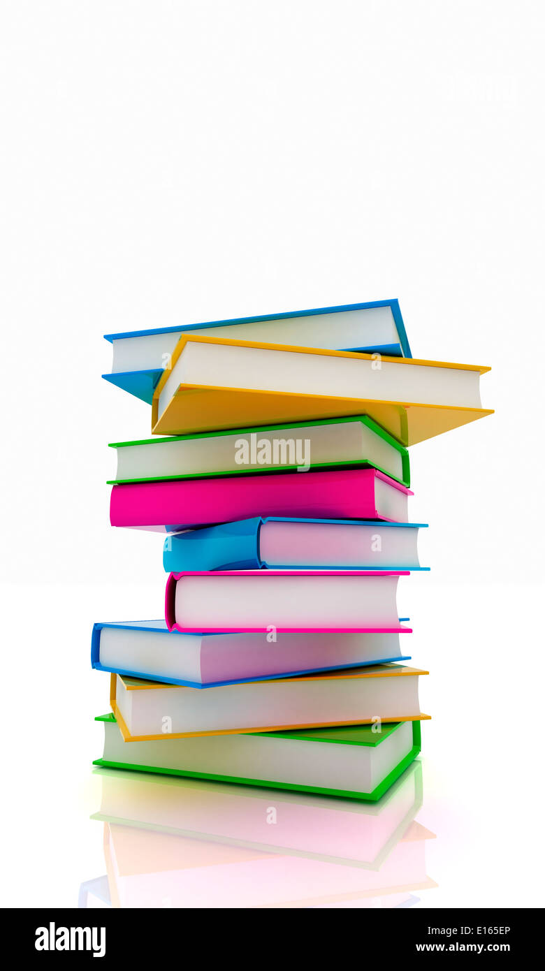colorful real books on a white background Stock Photo - Alamy