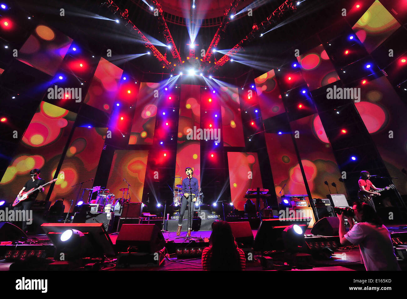 Beijing, China. 23rd May, 2014. Members of the rock band Escape Plan ...