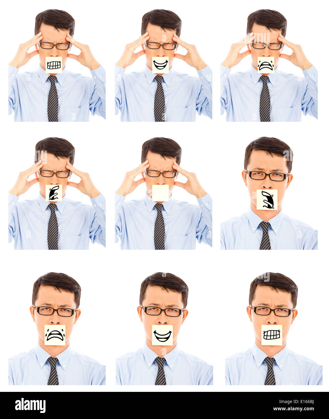 business man show different negative facial expression Stock Photo - Alamy