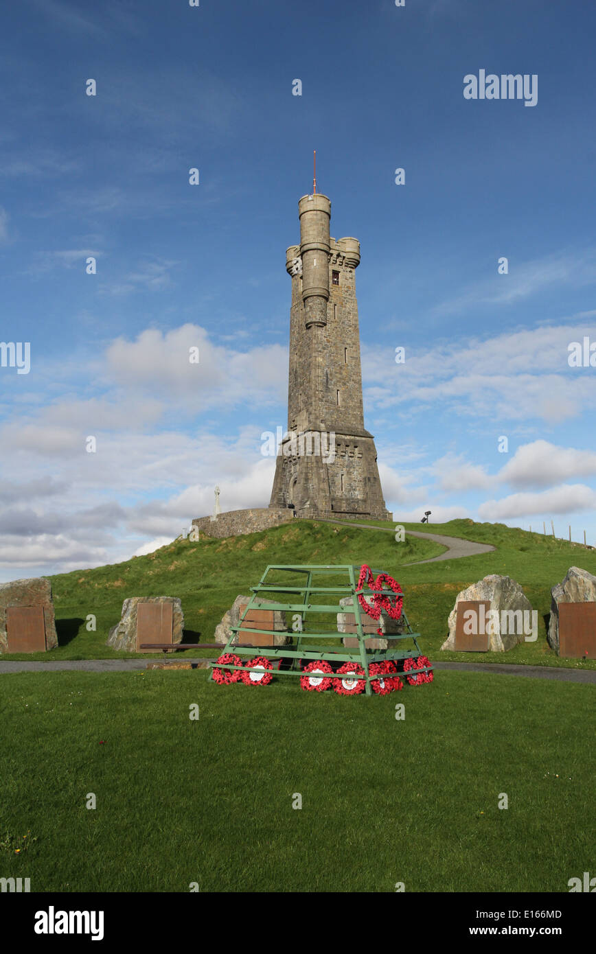 Poppy wreaths and Stornoway war memorial Isle of Lewis Scotland May ...