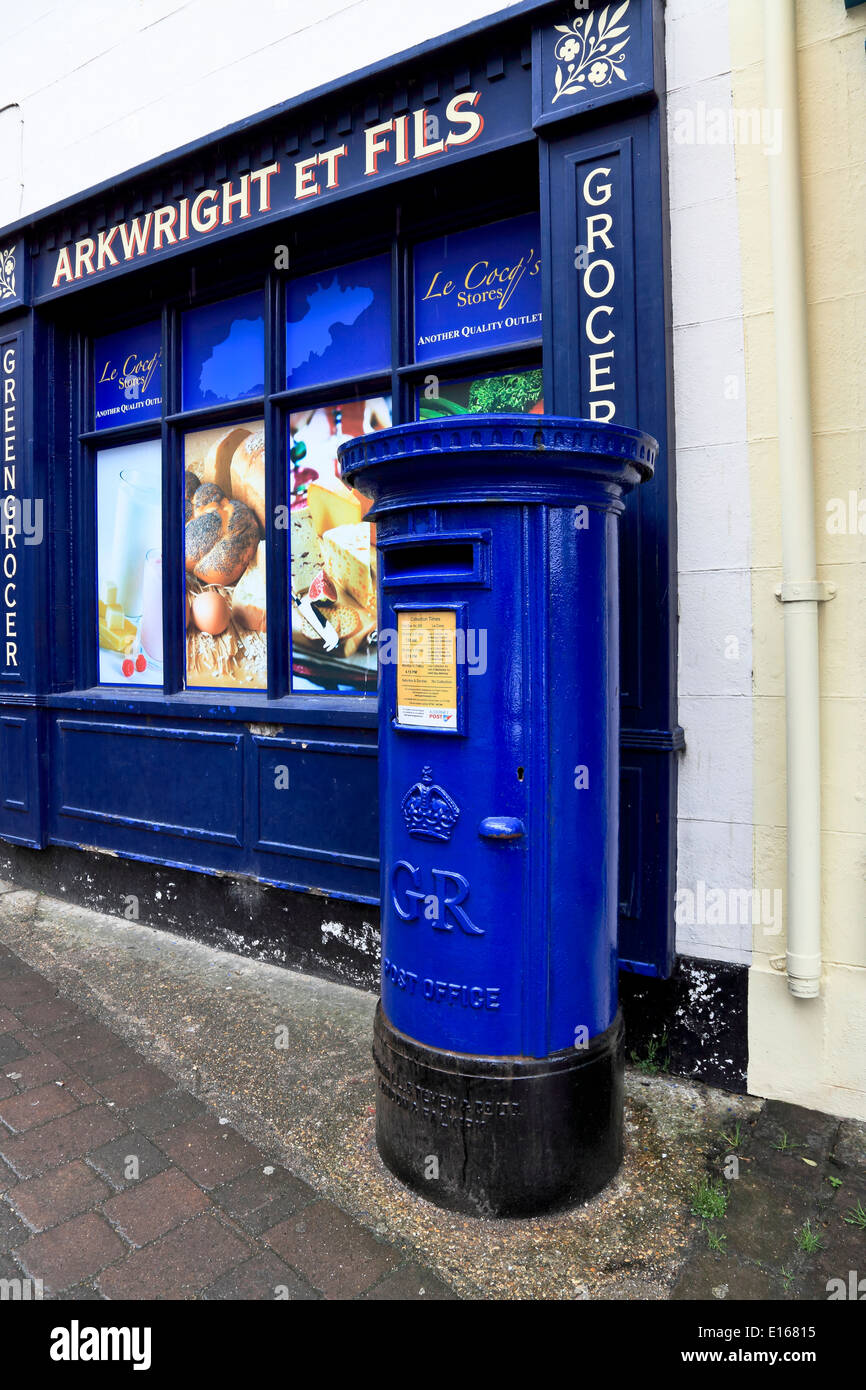 9130. Blue Letterbox & Shop, St Anne, Alderney, Channel Islands, UK ...