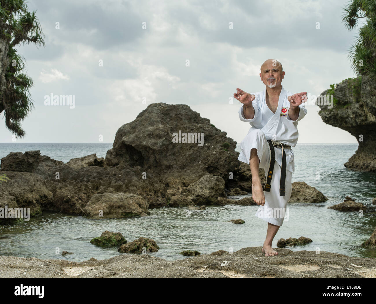 Karate master Narihiro Shinjo - Uechi Ryu Karate, Training on the beach ...