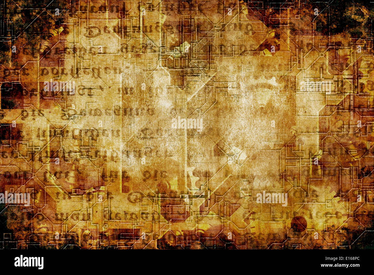 Gothic text and steampunk mechanism background Stock Photo - Alamy