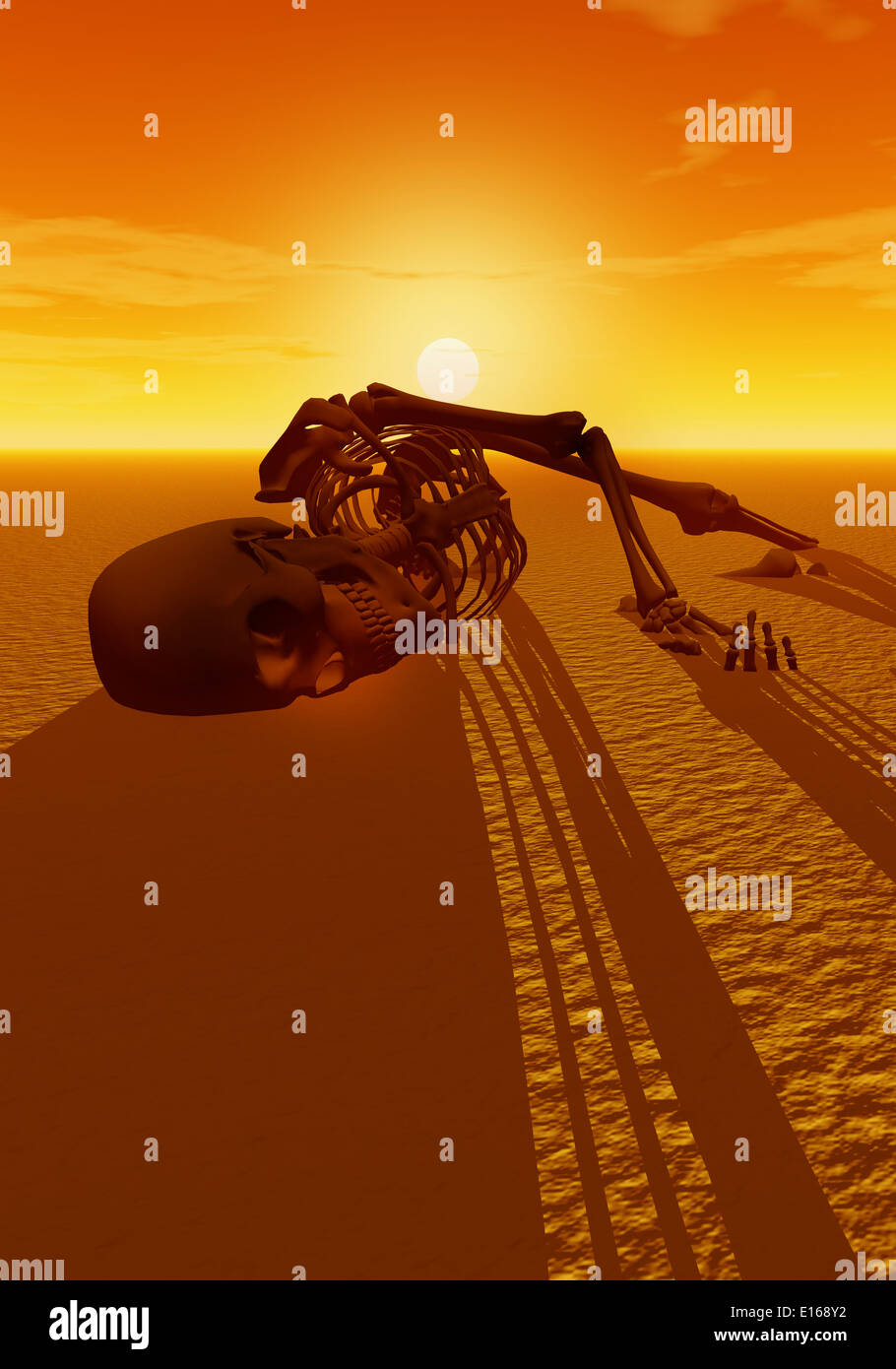 human skeleton in a desert Stock Photo - Alamy