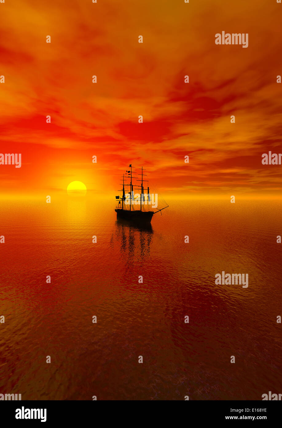 ship sailing in a calm sea Stock Photo - Alamy