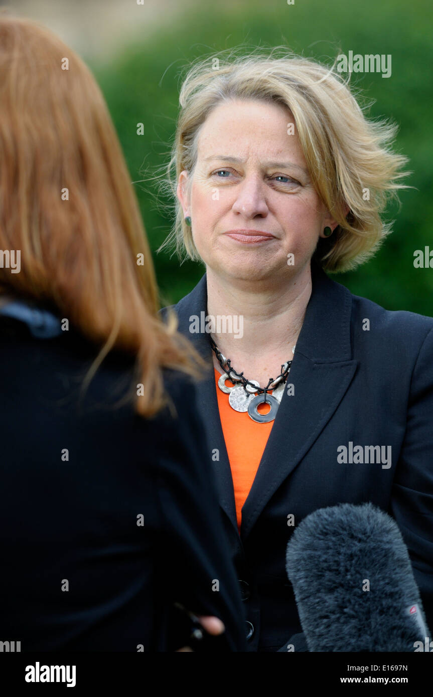 Natalie Bennett, leader of the Green Party of England and Wales, giving ...