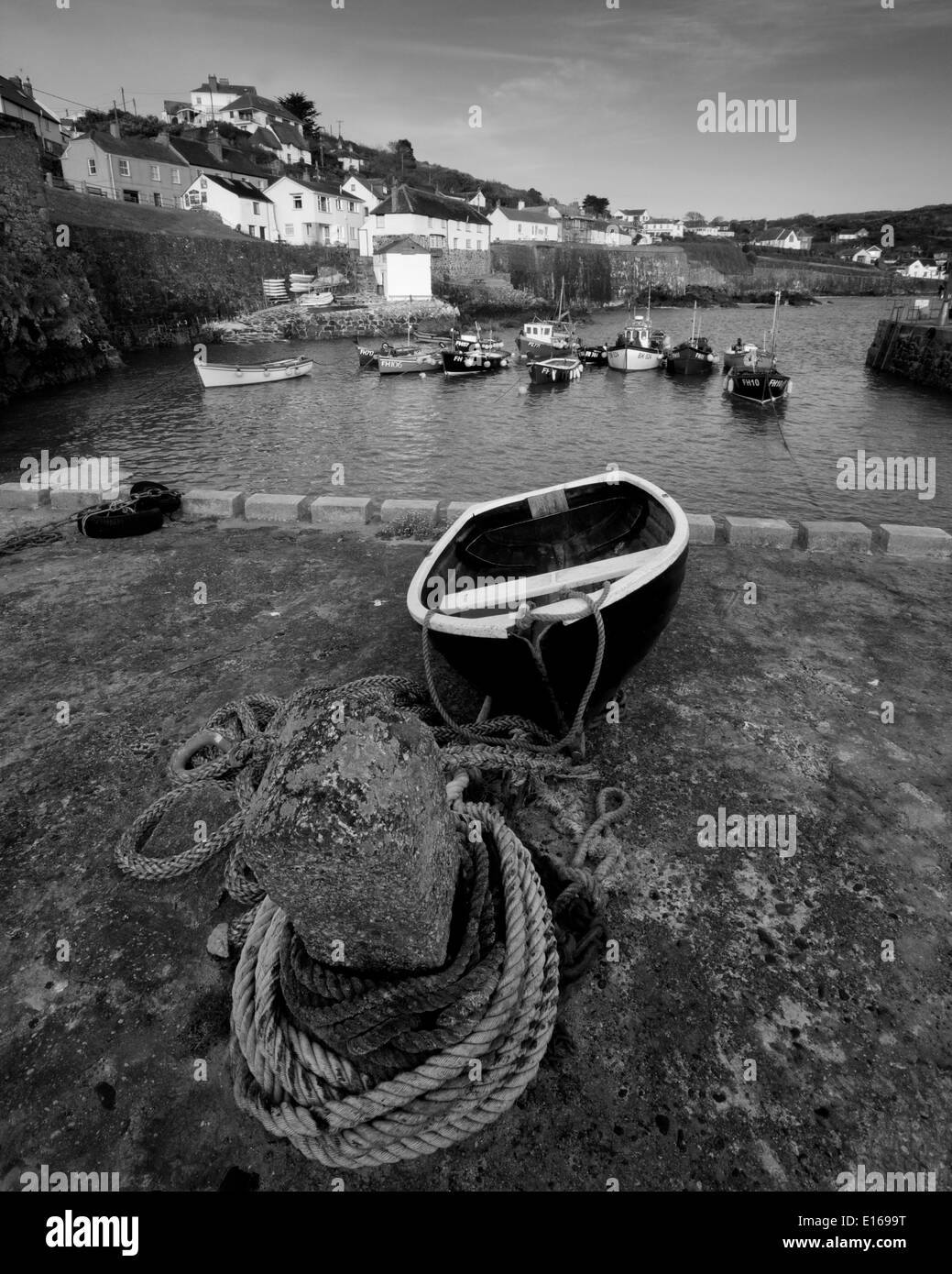 Village fishing boats Black and White Stock Photos & Images - Alamy