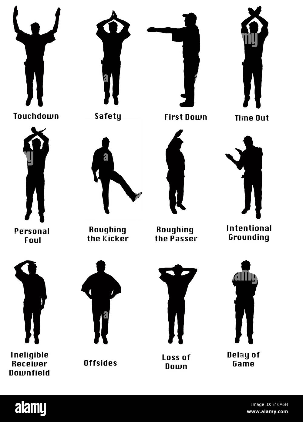 Silhouette of an NFL referee signaling common football fouls Stock ...