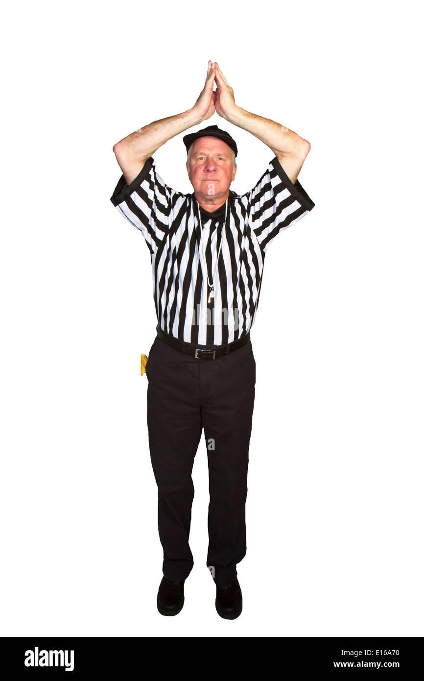 Man dressed as an NFL referee signaling a safety score Stock Photo - Alamy