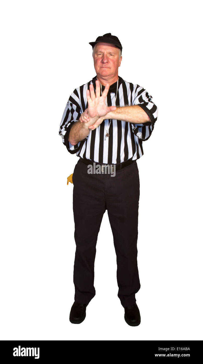 Man dressed as an NFL referee signaling illegal use of hands Stock ...