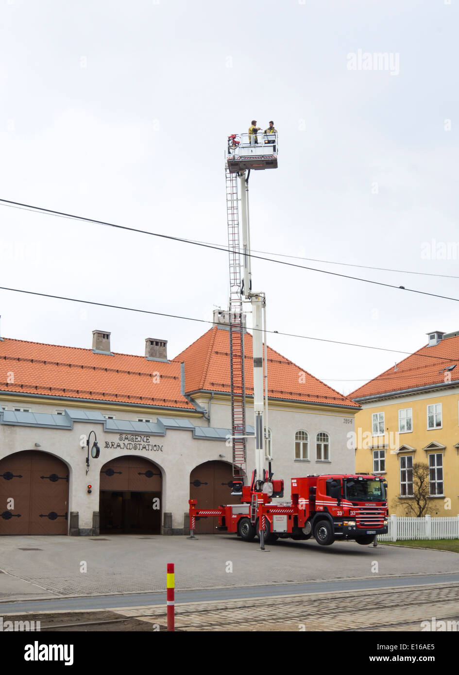 Oslo Norway, fire brigade in the local fire station Sagene trying out ...
