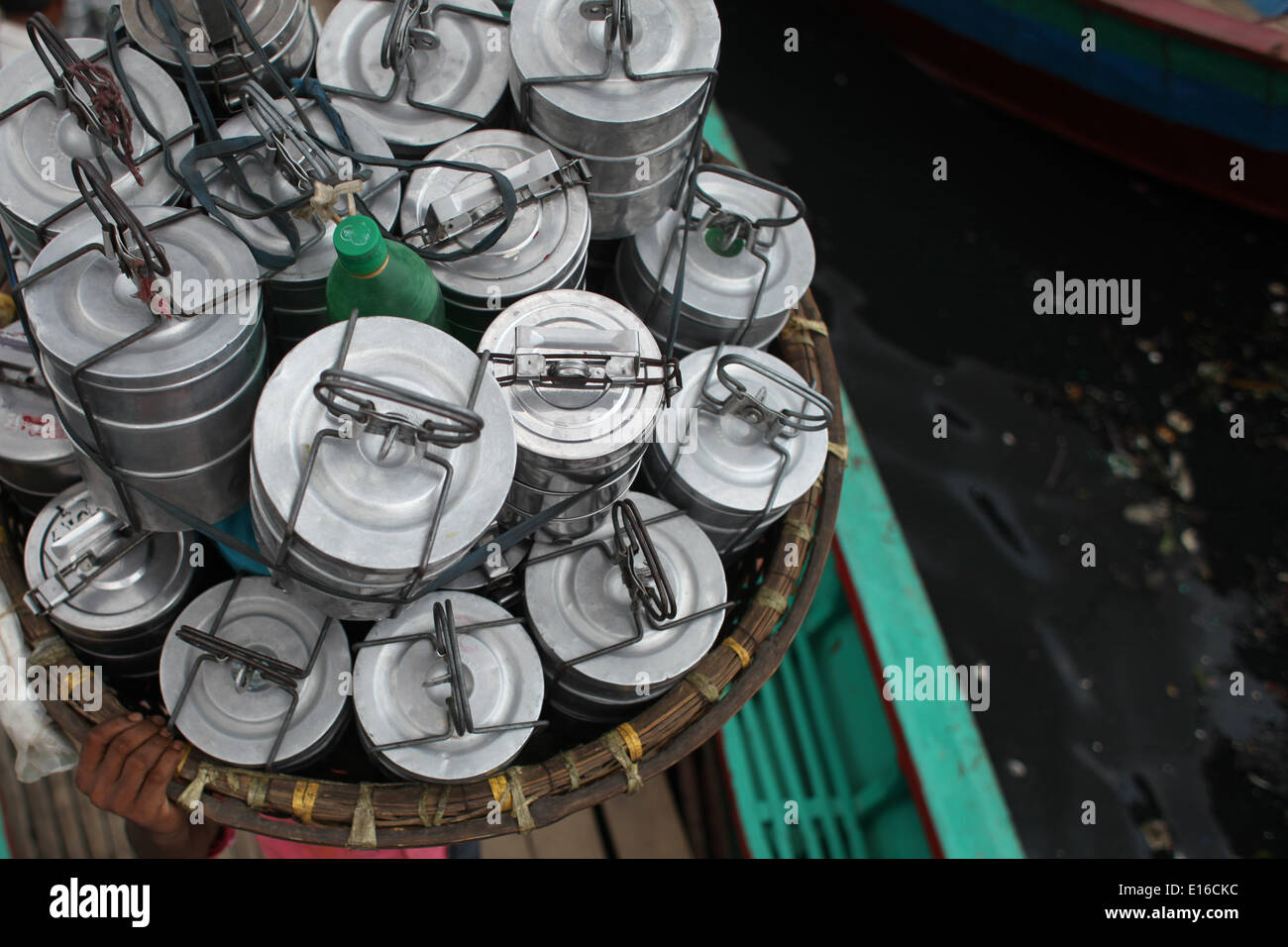 Dhaka Bangladesh 24th May 2014; A man carrying tiffin box to delivery ...