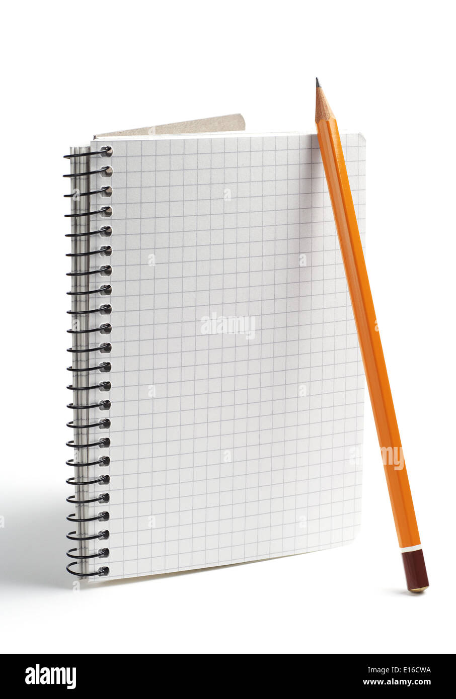 Pencil and opened notebook on white background Stock Photo - Alamy