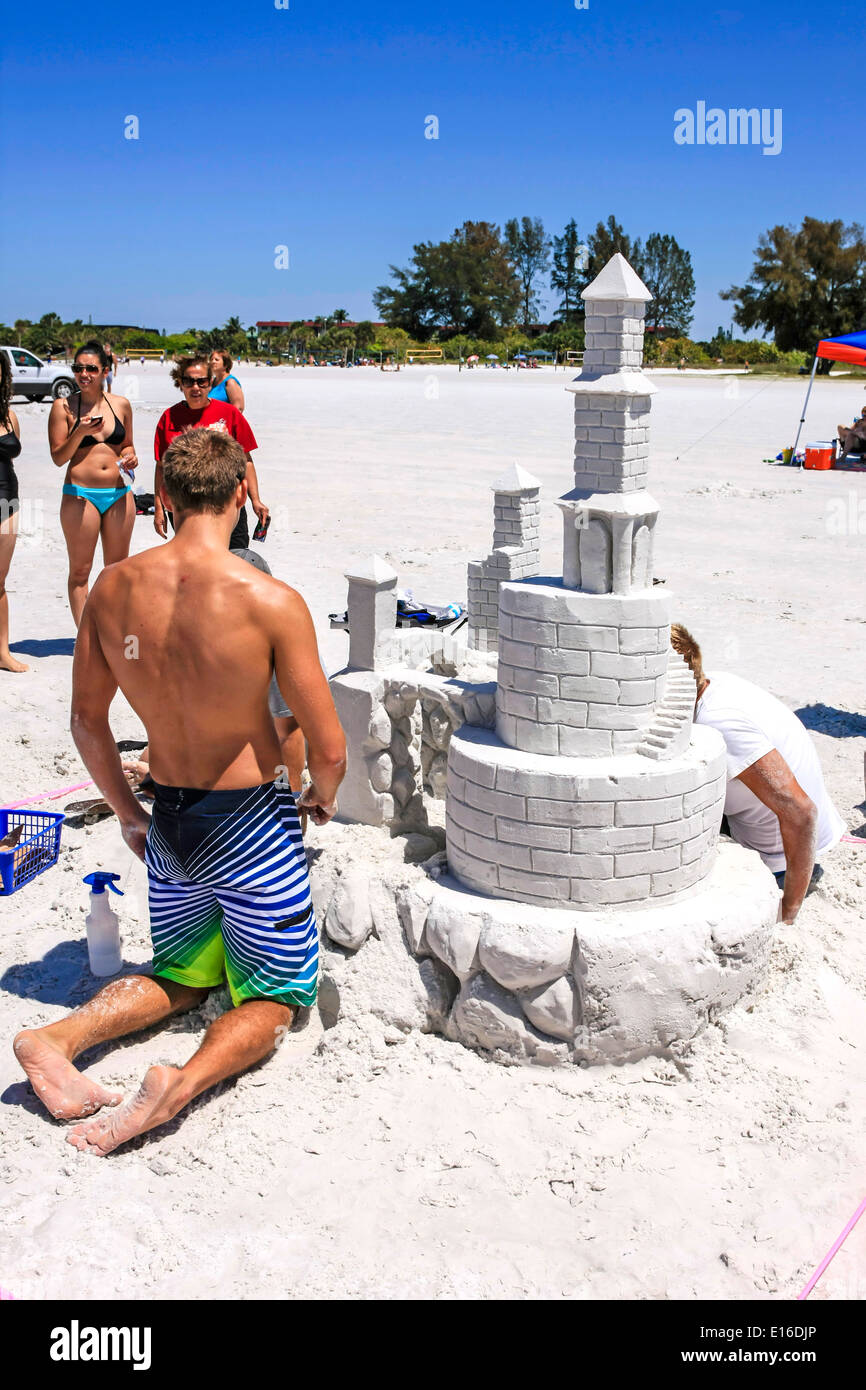 People making a sand sculpture at the annual Siesta Key beach ...