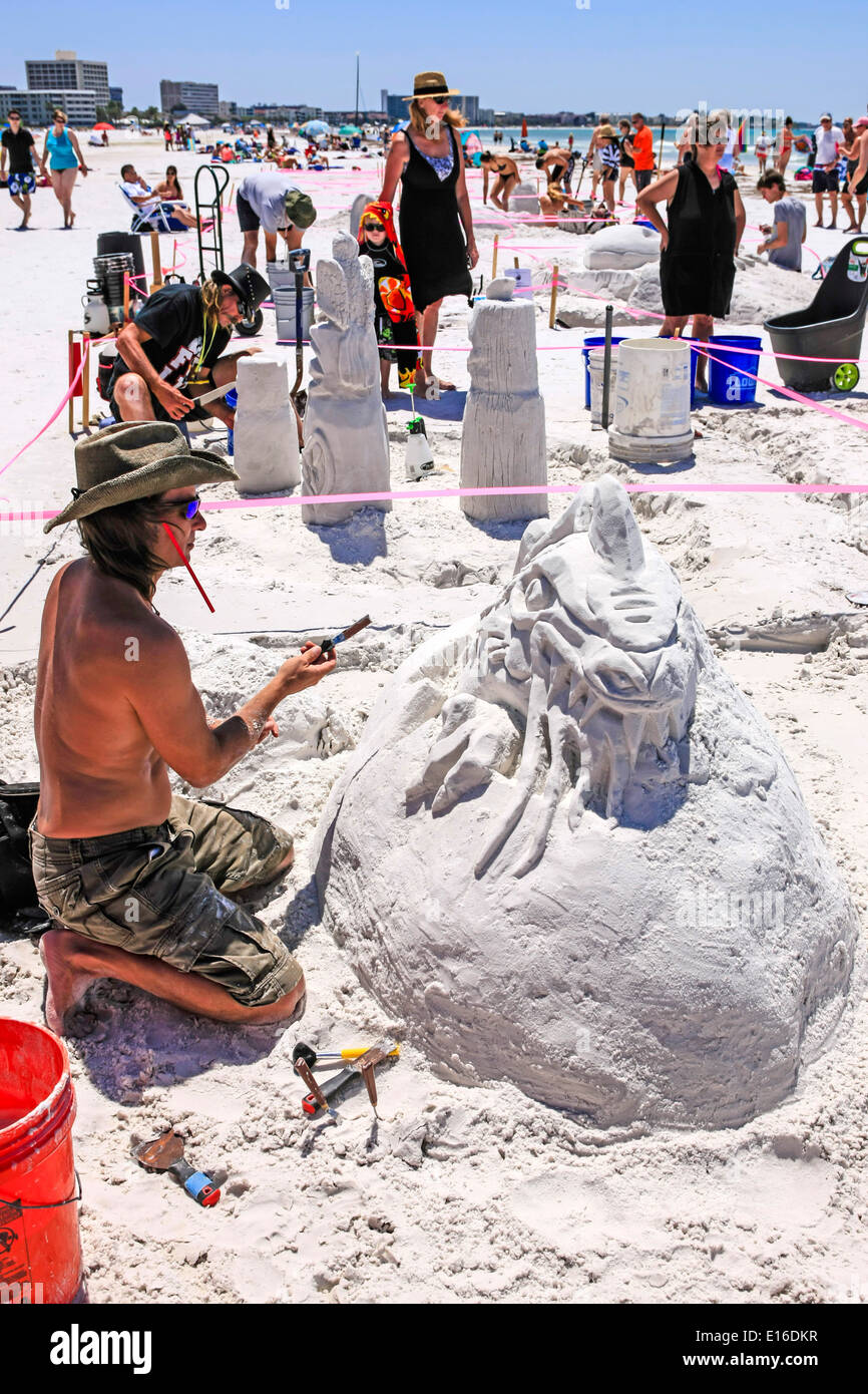 People making a sand sculpture at the annual Siesta Key beach ...