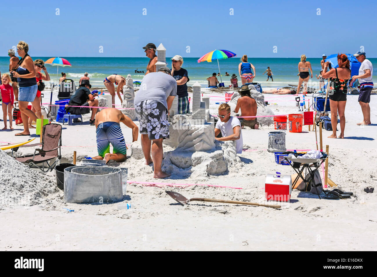 People making a sand sculpture at the annual Siesta Key beach ...