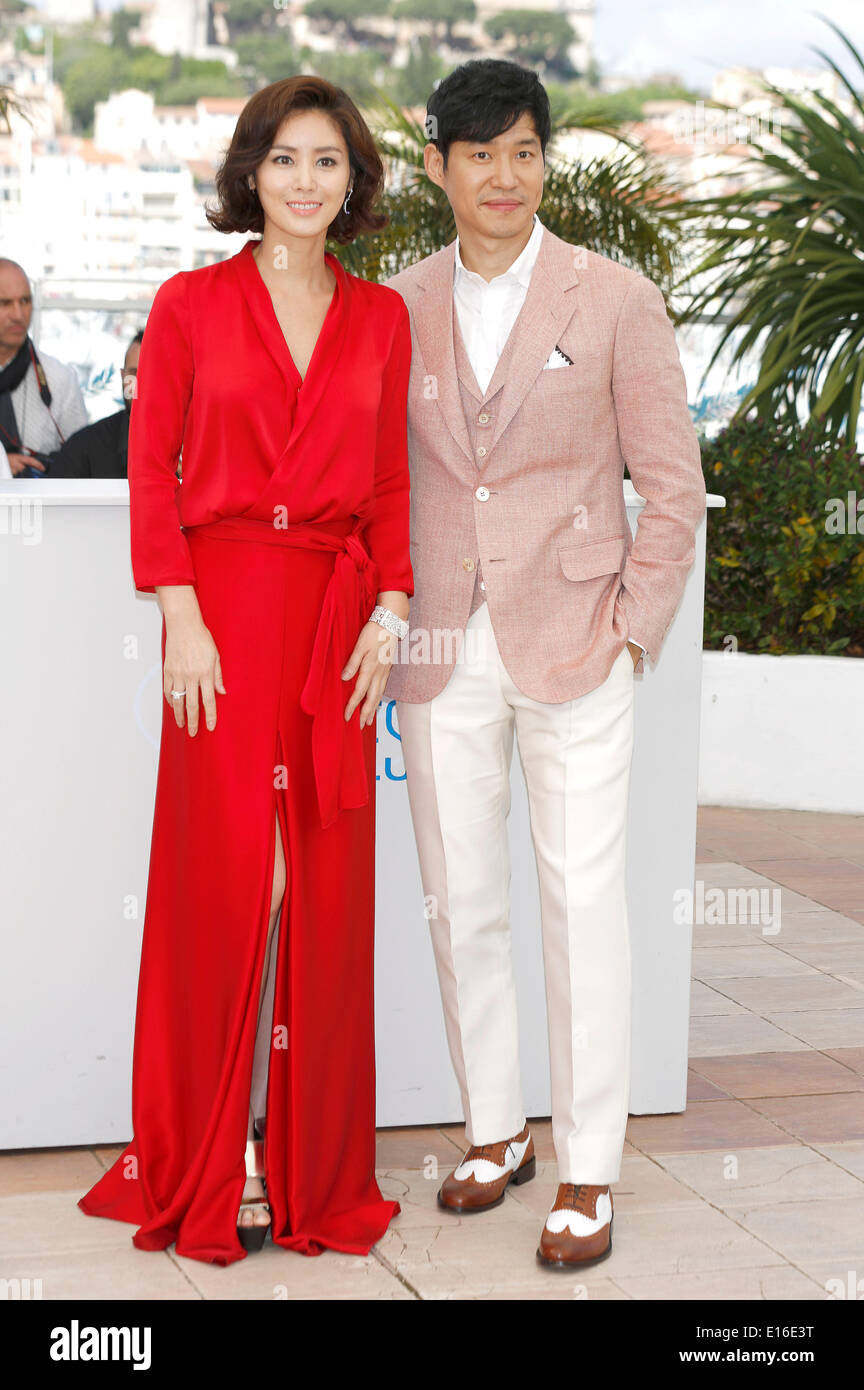 Cannes, France. 23rd May, 2014. Kim Sun-Ryoung and Yu Jun-Sang during ...