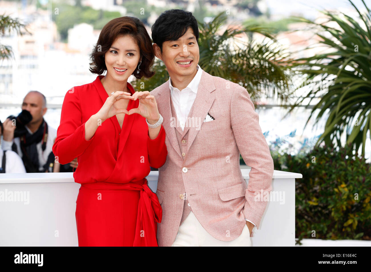 Cannes, France. 23rd May, 2014. Kim Sun-Ryoung and Yu Jun-Sang during ...