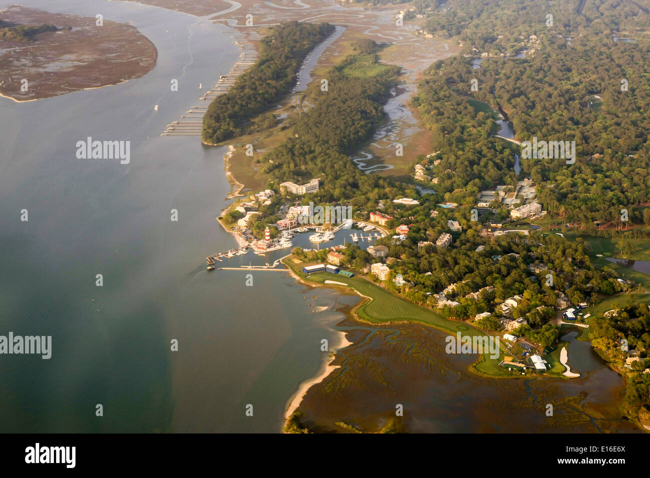 Aerial view of Harbour Town at Sea Pines on Hilton Head Island SC Stock ...
