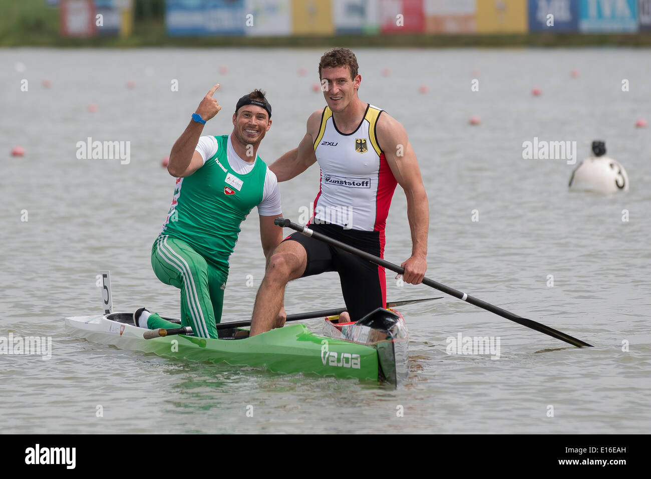 Szeged, Hungary. 24th May, 2014. Sebastian Brendel (R) of Germany and ...