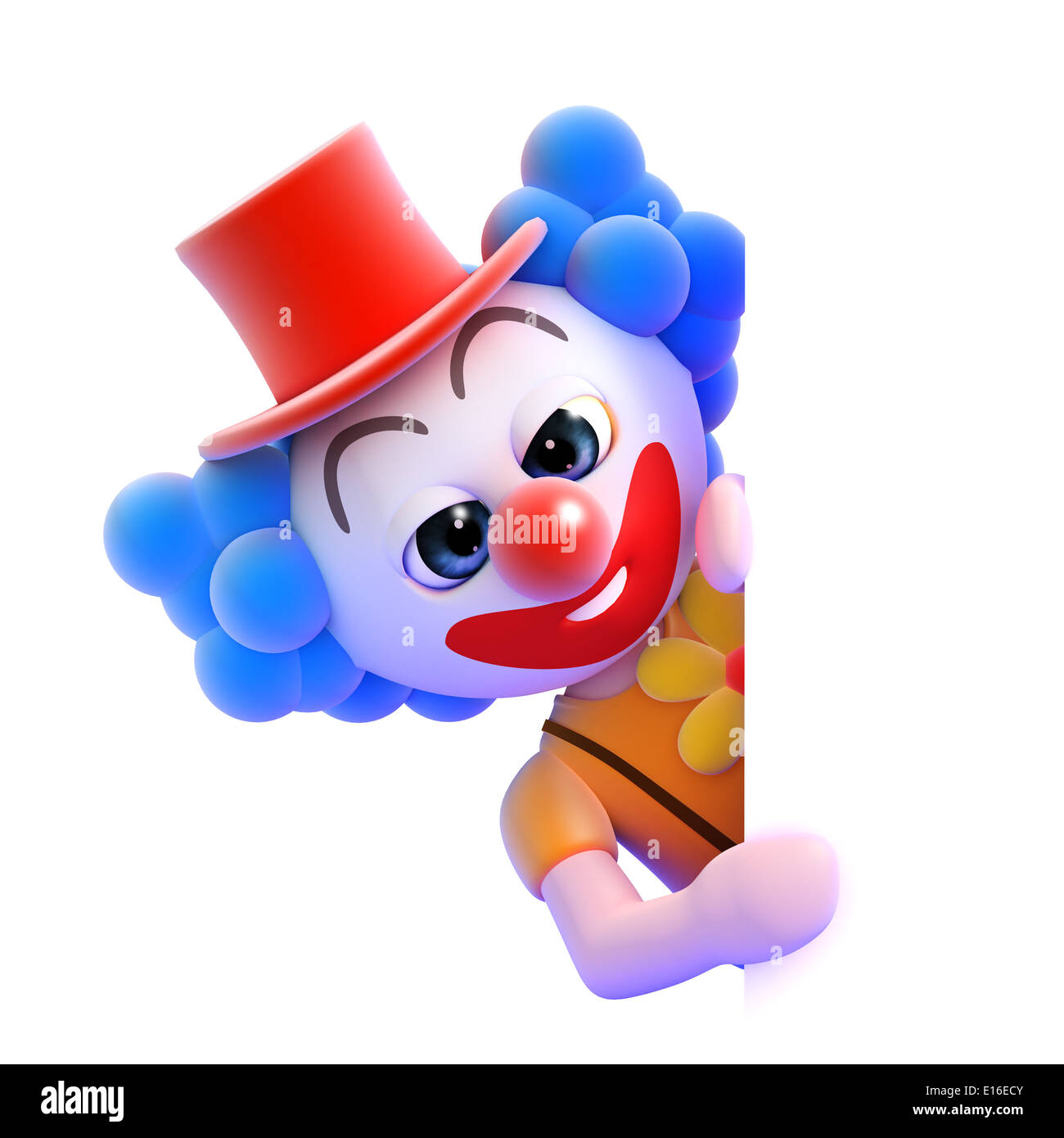 3d render of a funny clown peeping round a blank space Stock Photo - Alamy