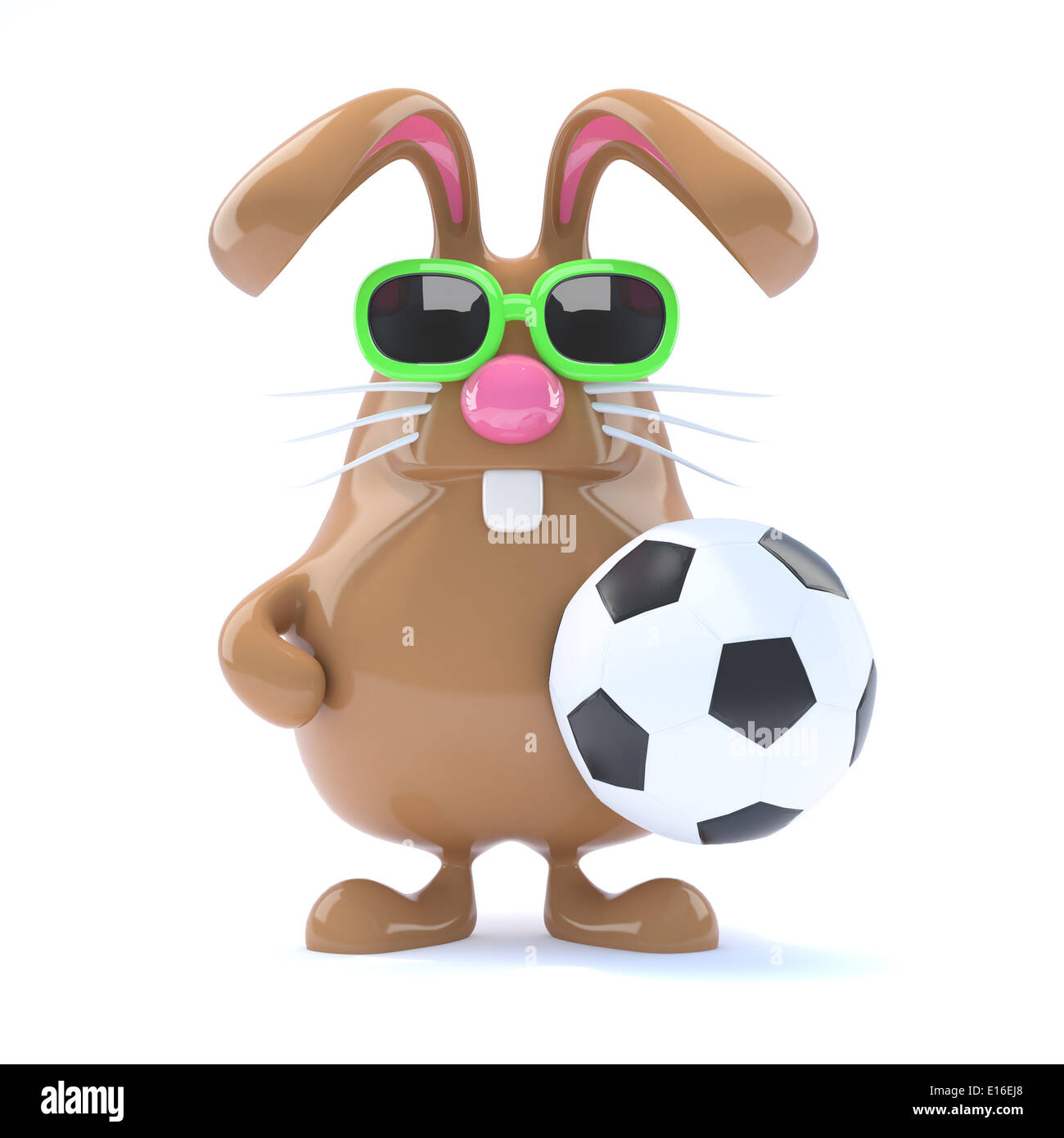 3d Chocolate Easter rabbit holding a football Stock Photo - Alamy