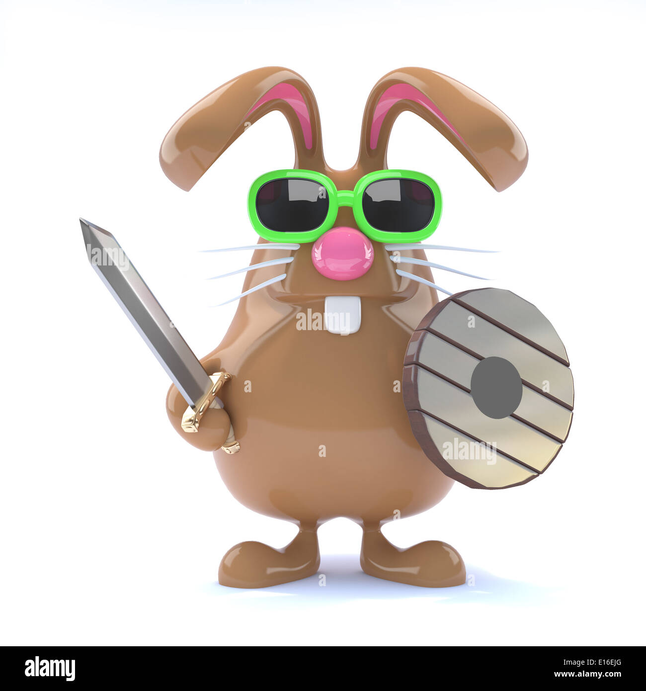 3d Chocolate Easter bunny with sword and shield Stock Photo - Alamy