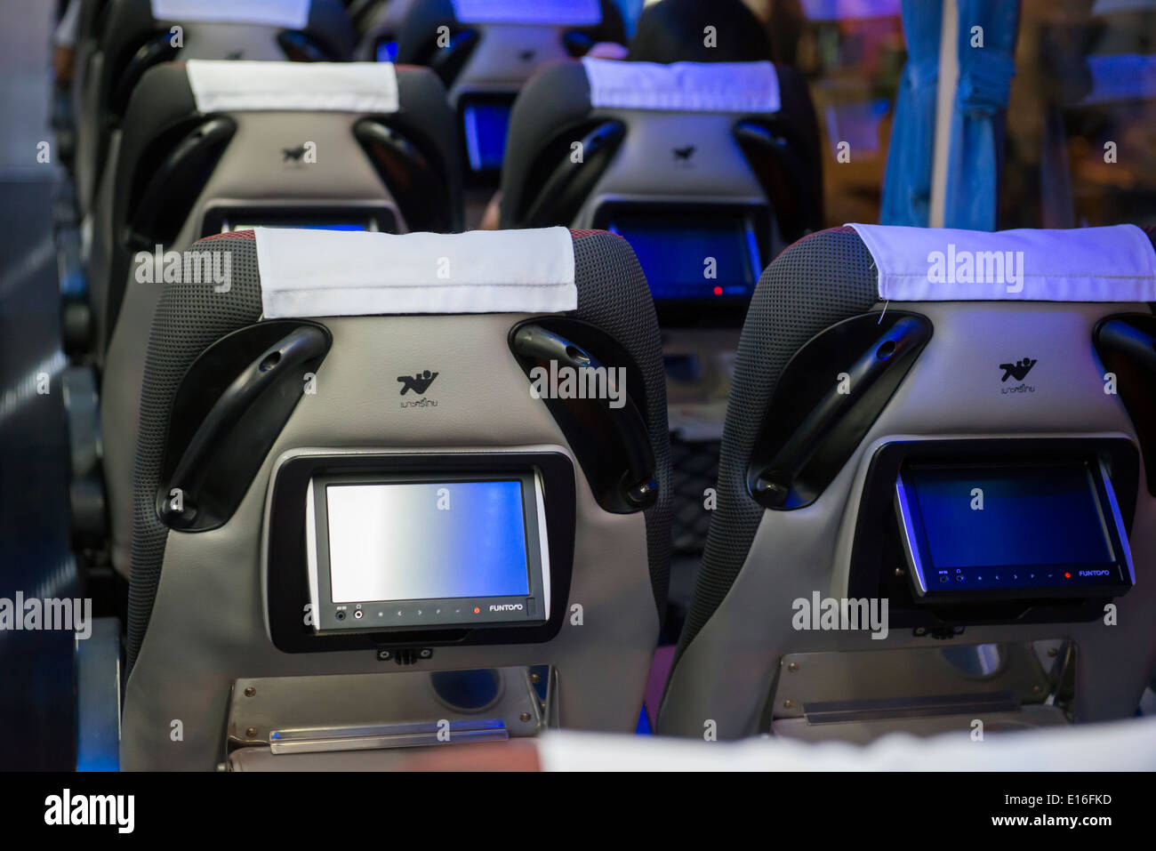 Double deck VIP bus from Bangkok to Chiang Mai, Thailand Stock Photo ...