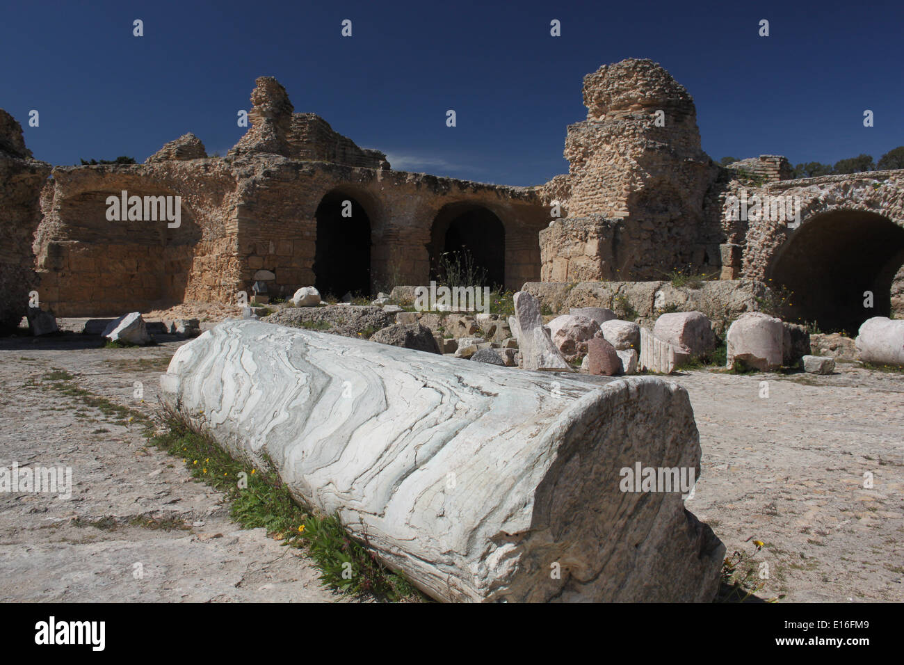 Marble column in the Antonine Baths at Carthage, Tunis Stock Photo - Alamy