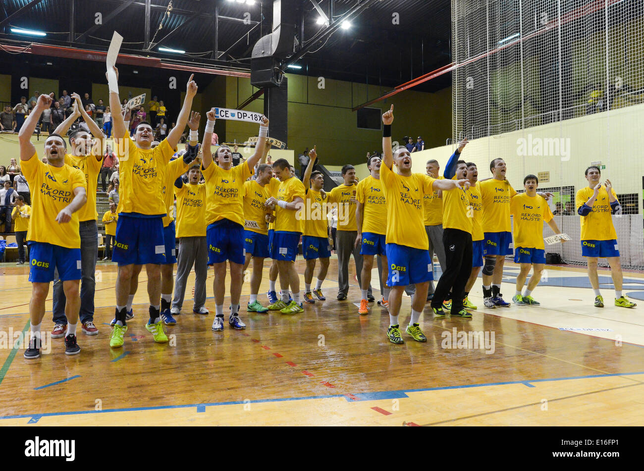 Team Celje celebrating their victory and first place in Slovenian ...