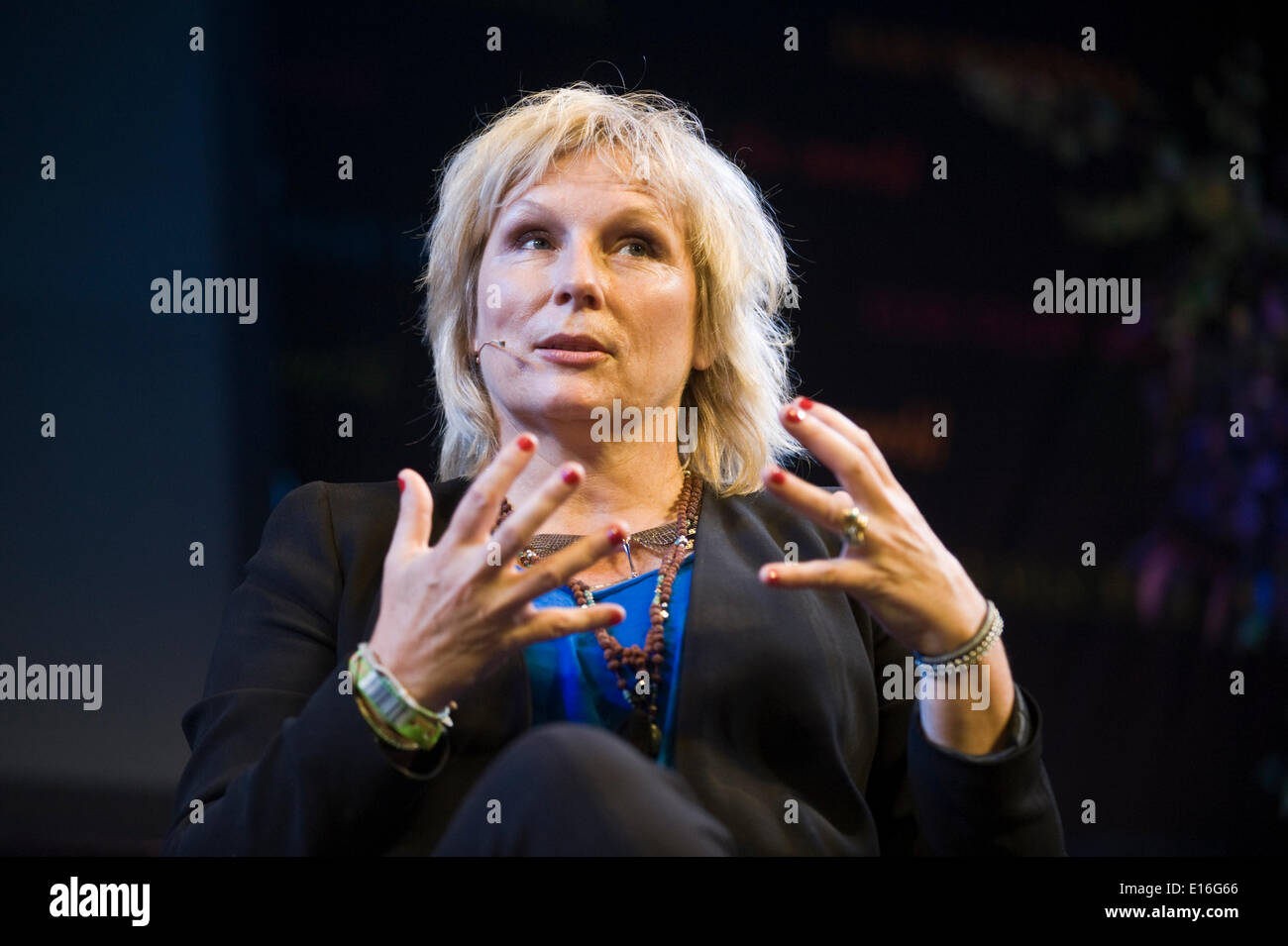 Jennifer Saunders speaking about her autobiography "Bonkers" on stage ...