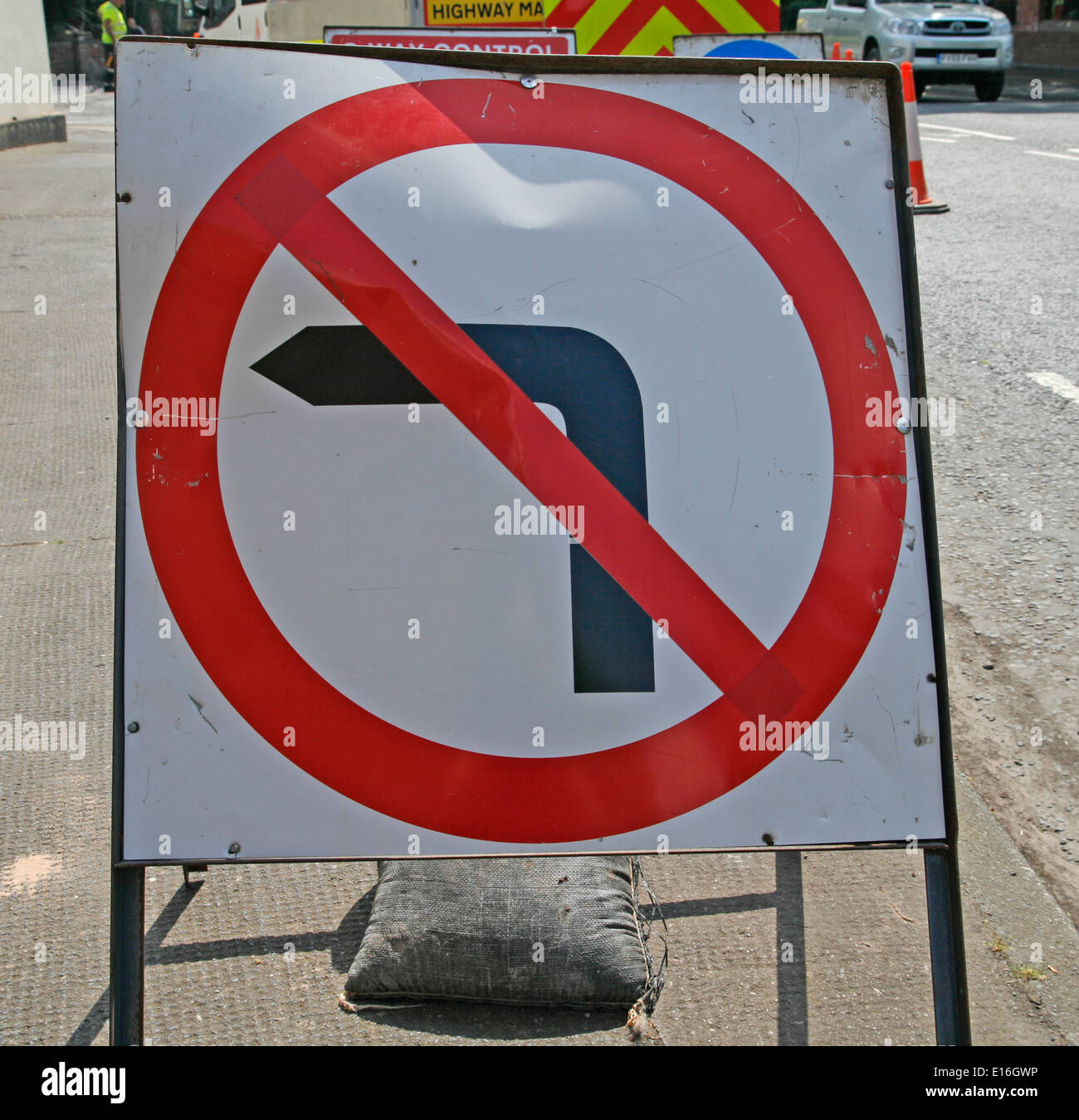 No left turn road sign uk hi-res stock photography and images - Alamy