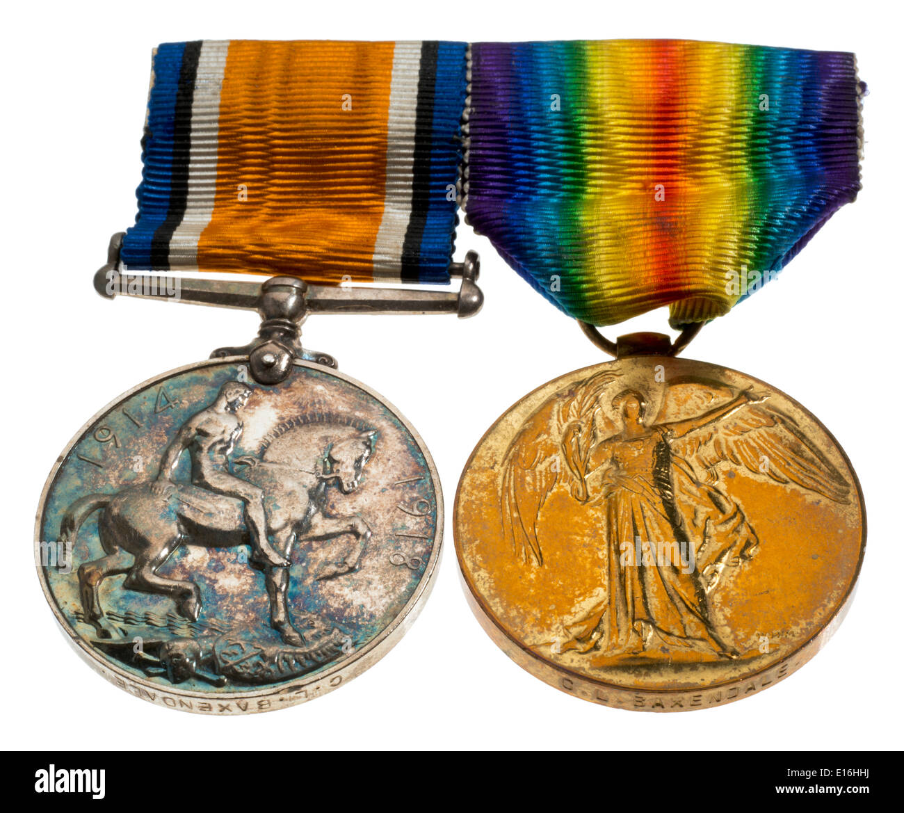 World War One medals. British War Medal and the Victory Medal Stock ...