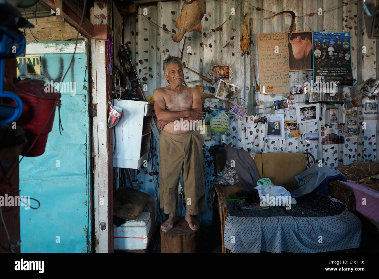 A fisherman posing at the Israeli Arab town of Jisr az Zarqa or Gisr a ...