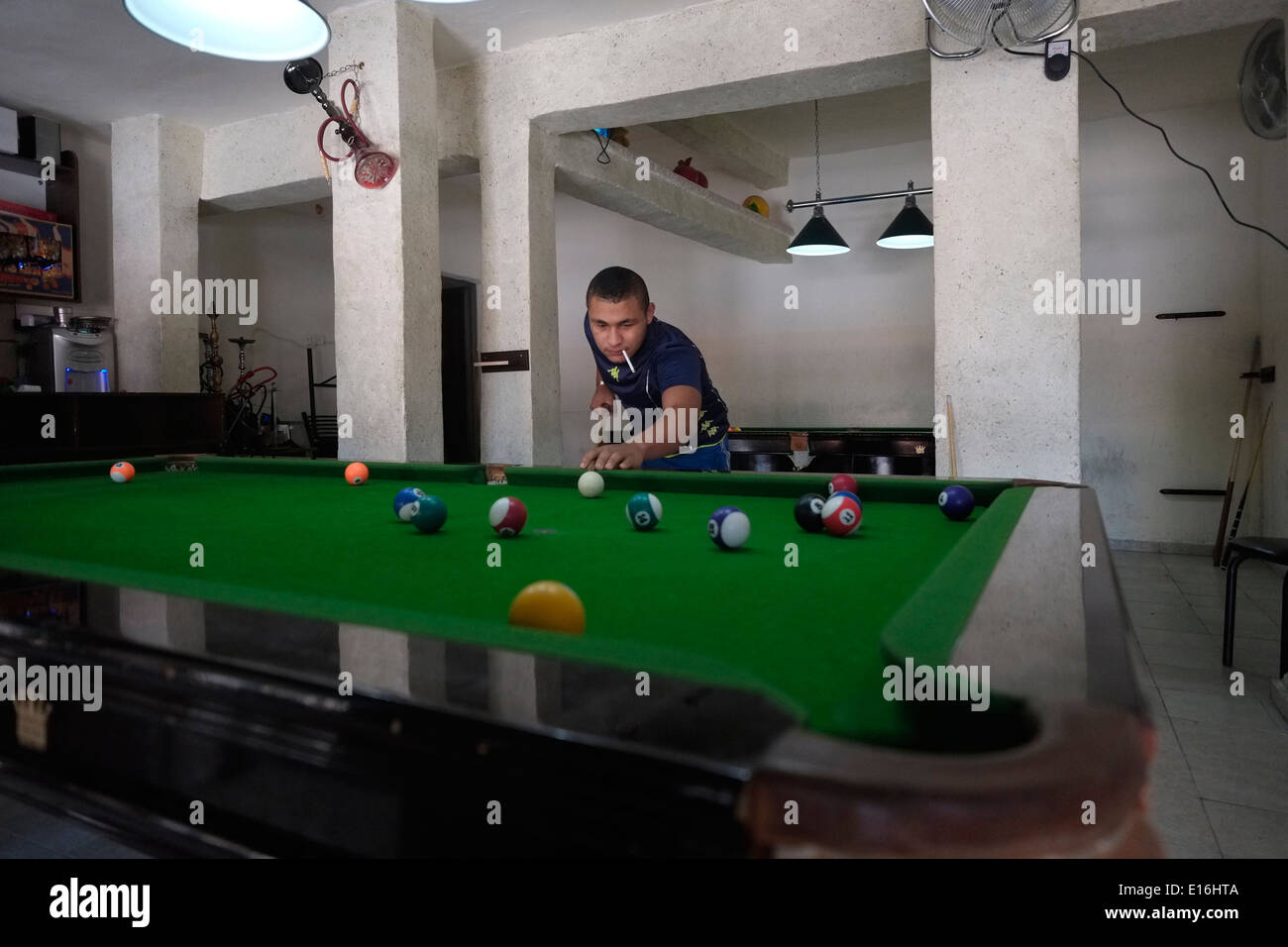 Local youngsters playing snooker at a coffeehouse in the Israeli Arab ...