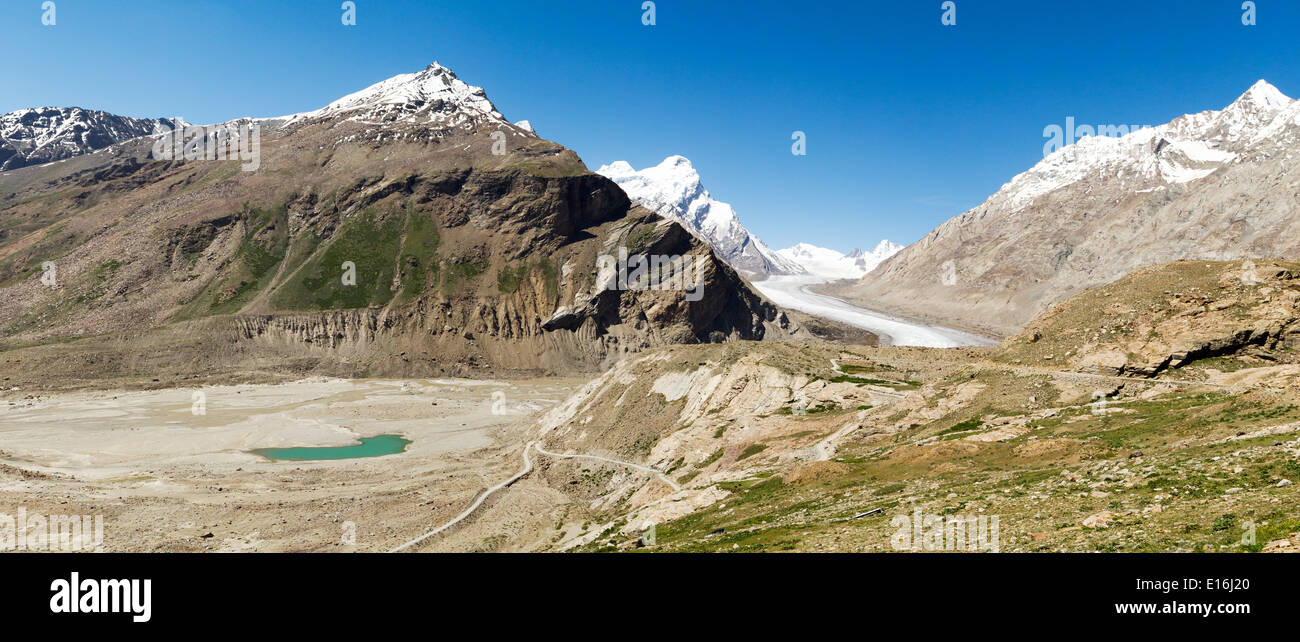 Glacier and mountain lake panorama (Zanskar, India Stock Photo - Alamy