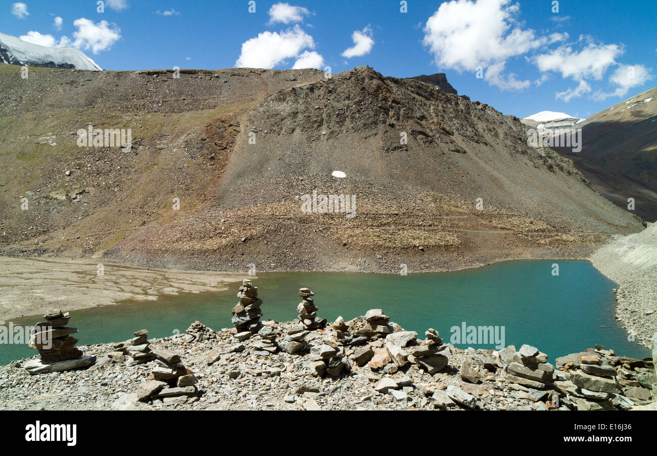 Suraj Taal mountain lake with the Buddhist stupa at the forefront Stock ...