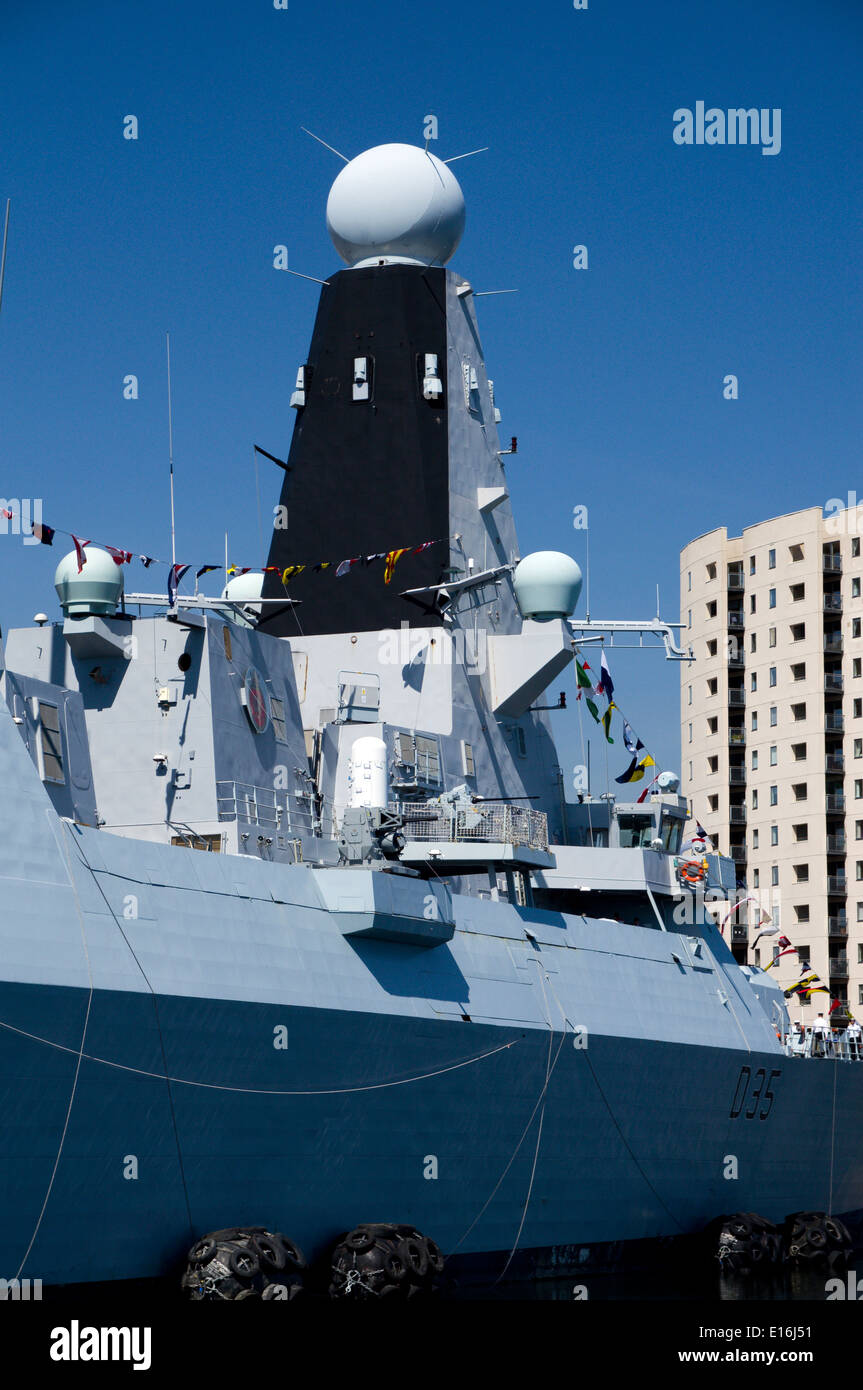 HMS Dragon Type 45 air defence destroyer, moored in Roath Basin ...