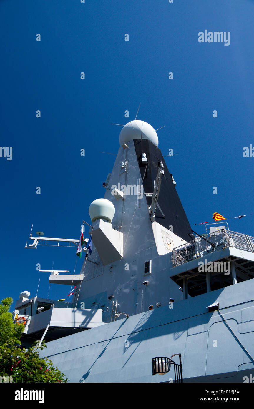 HMS Dragon Type 45 air defence destroyer, moored in Roath Basin ...