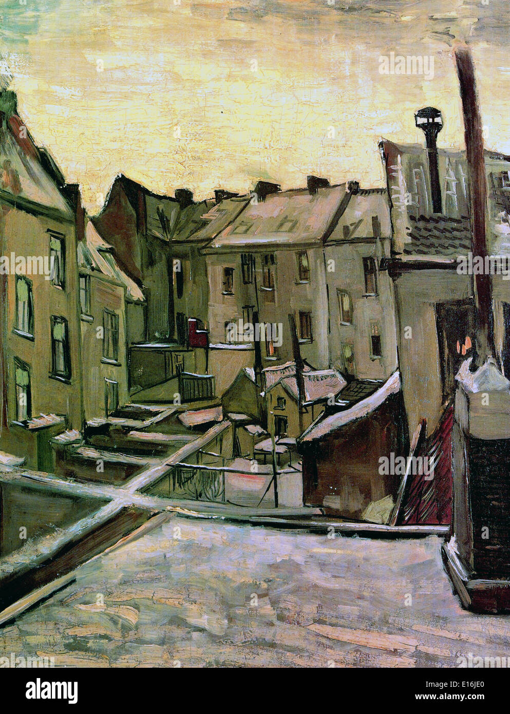 Backyards of Old Houses in Antwerp in the Snow by Vincent Van Gogh ...