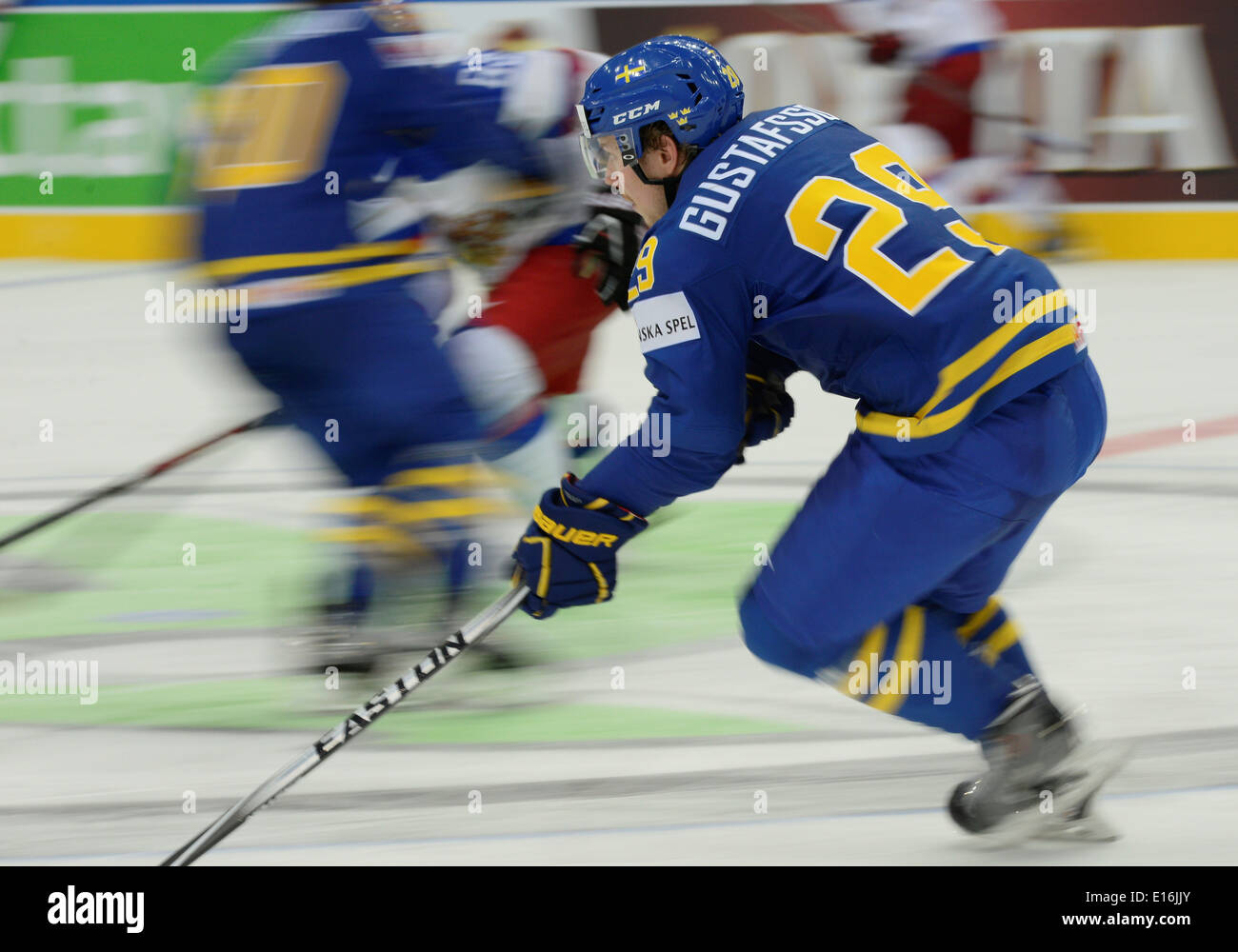 GUSTAFSSON Erik(29) of Sweden skates up the ice during 2014 IIHF World ...