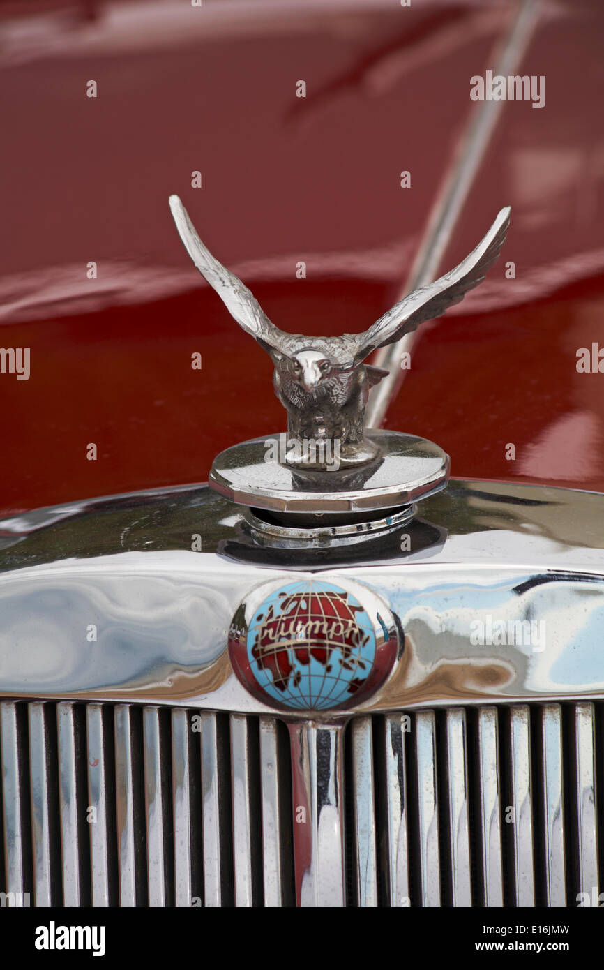Triumph badge and motif on classic car on display at the first ever ...