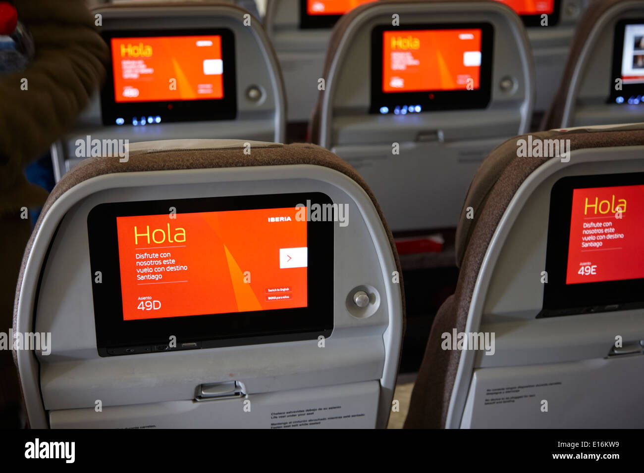 headrest screen entertainment on board iberia airbus aircraft spain ...