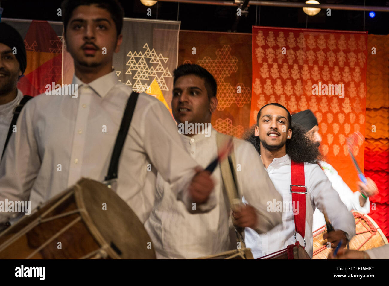 A band of Dhol drummers entertain the crowds in and around the Queen ...