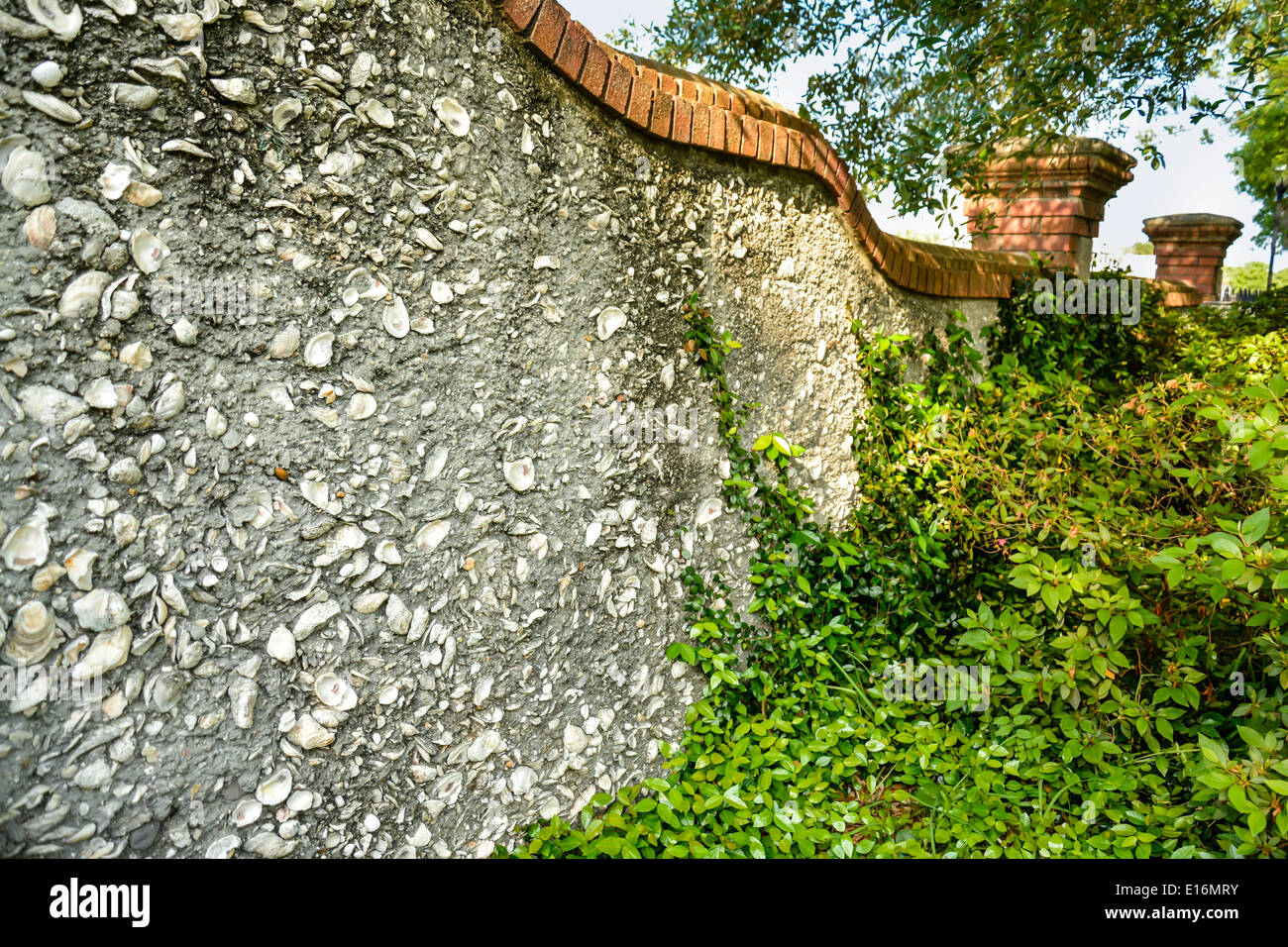 A lovely curved garden wall made from Tabby, a concrete like building ...