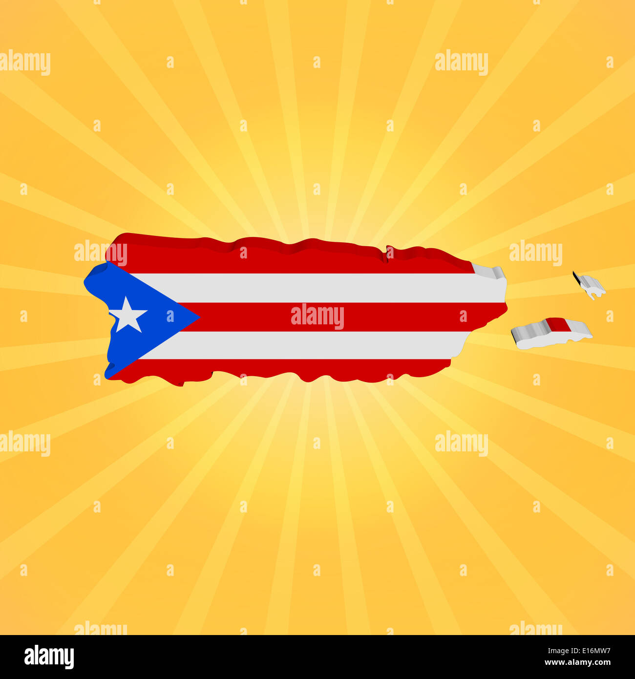 Puerto Rico map flag on sunburst illustration Stock Photo - Alamy