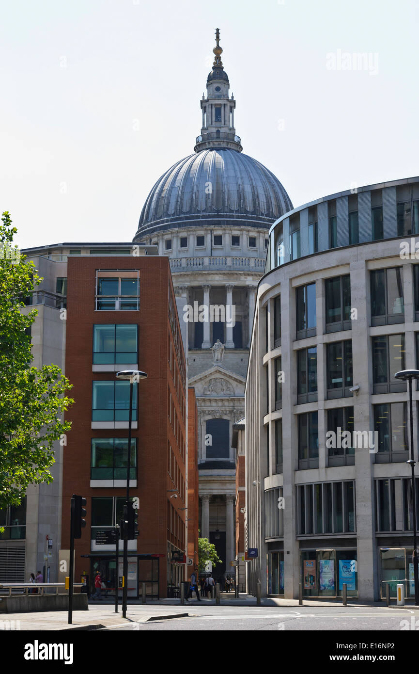 St Paul's Cathedral seen behind new buildings, London, England, United ...