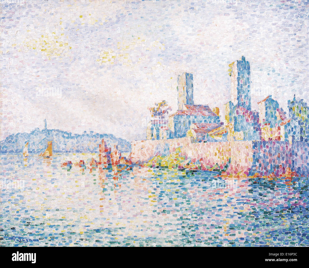 Paul signac antibes tower impressionist painting art artist impressionism hi-res stock ...